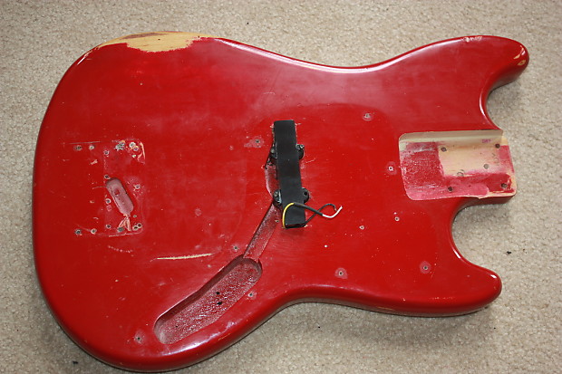 1972 Fender Musicmaster bass body 4 lb 8 oz Original Red | Reverb