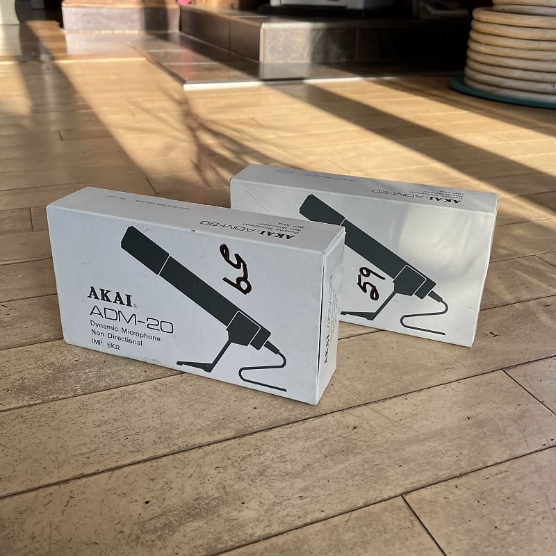 2x Akai ADM-20 Dynamic Microphone 1970 - Metallic Silver | Reverb