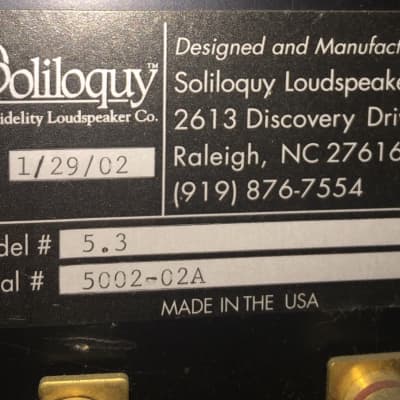 Soliloquy Model 5.3 Two way floor standing speakers 2002 | Reverb