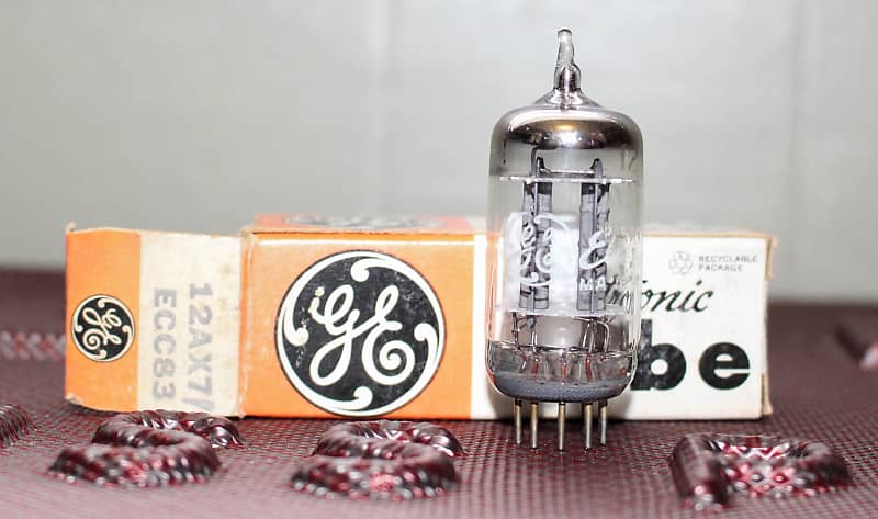 GE 12AX7 ECC83 TIGHT BALANCE LONG PLATE HALO GETTER IN BOX | Reverb