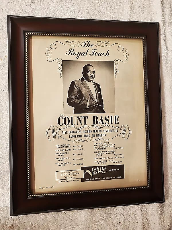 1957 Verve Records Promotional Ad Framed Count Basie The | Reverb