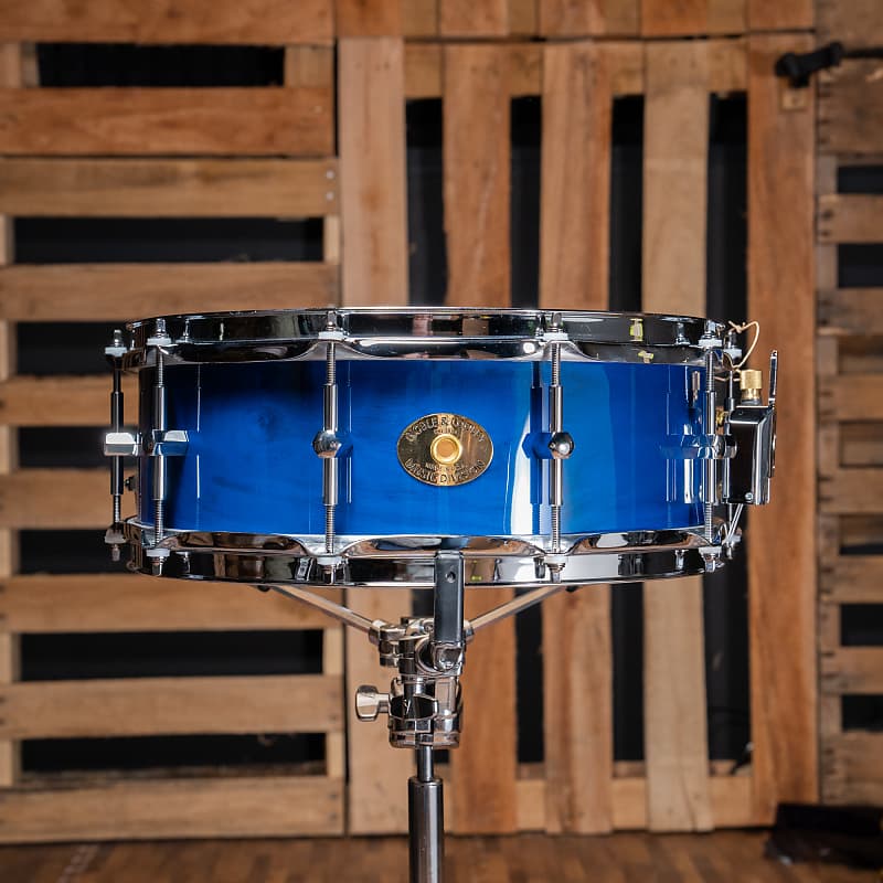 Noble & Cooley 5x14-Inch Solid Ash Shell Snare - Trans Blue | Reverb