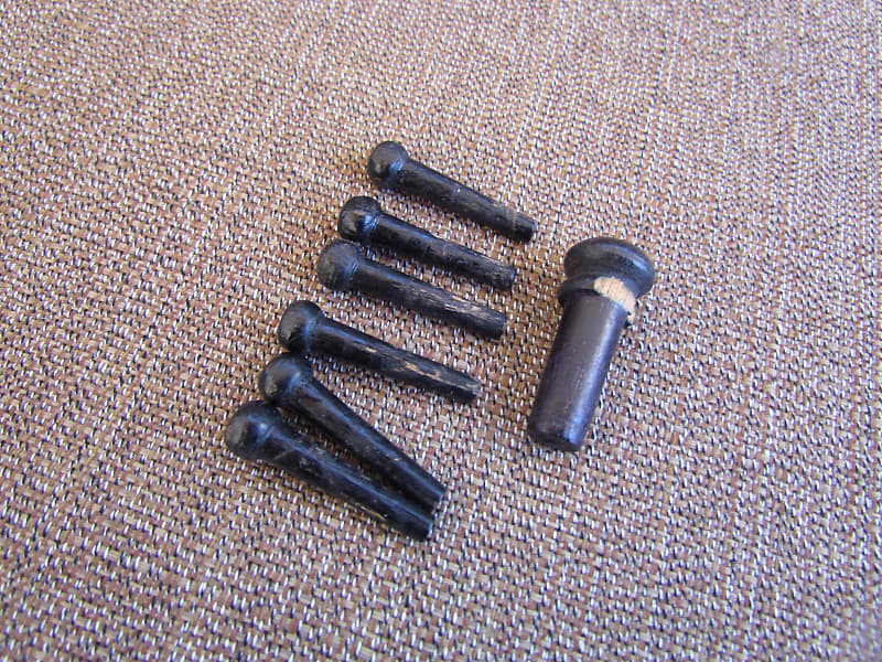 Vintage Wooden Bridge Pins Set Of 6 Black Wooden Bridge Pins | Reverb