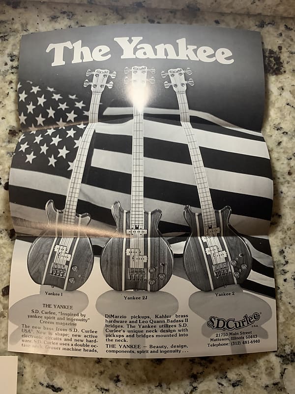 S.D. Curlee Yankee Bass Flyer Brochure 70’s-80’s | Reverb