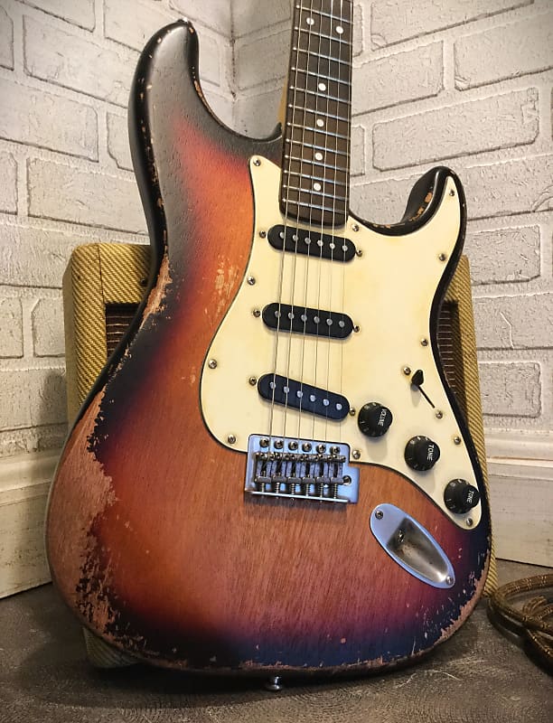 USA Relic Strat Style Road Worn Sunburst Electric Guitar by | Reverb