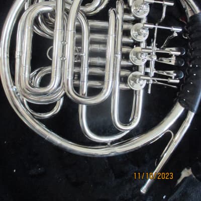 Silver Double French horn with case and mouthpiece | Reverb