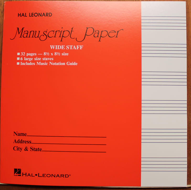 Wide Staff Manuscript Paper (Red Cover) | Reverb