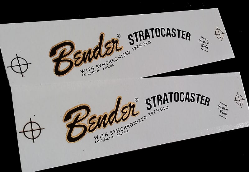 Bender Two Guitar Headstock Waterslide Decals Black and | Reverb UK