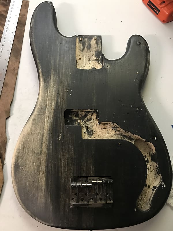Precision bass body black stain relic | Reverb