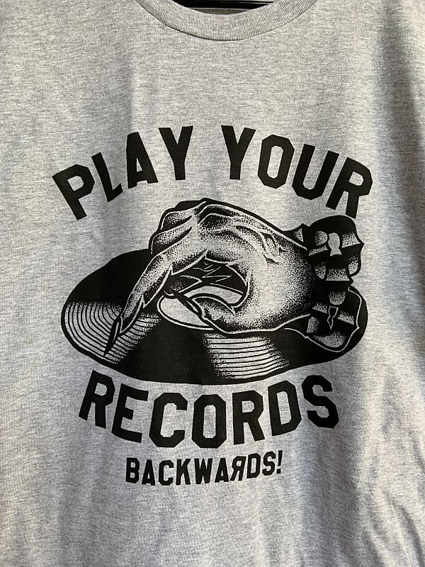 Tshirt Heather Grey XL Play Your Records Backwards | Reverb