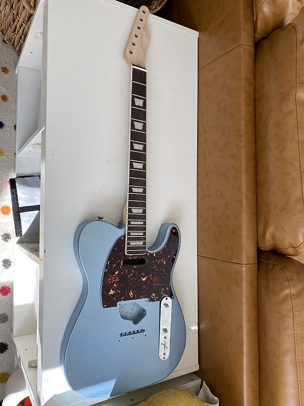 Squier Telecaster body +block inlay neck Placid blue | Reverb