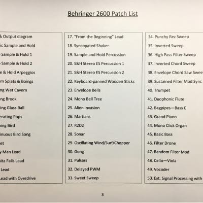 Behringer 2600 Patch Book of 50 original diagrams | Reverb