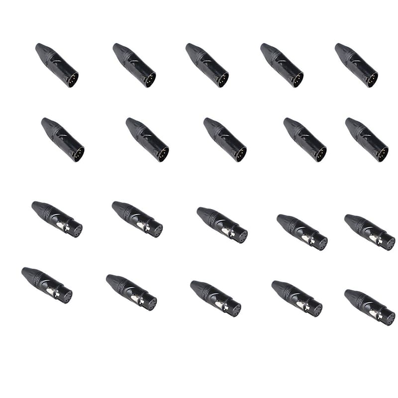 20 PROX XLR DMX 5 pin Connectors - 10 Male and 10 Female Pack | Reverb