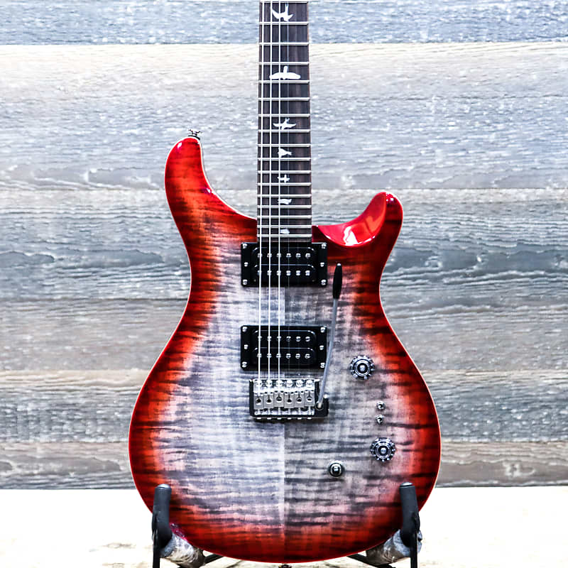 PRS SE Custom 24-08 Charcoal Cherry Burst Flame Maple Top | Reverb
