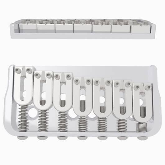 7 String Fixed Guitar Bridge .125" Floor Height Chrome Left | Reverb