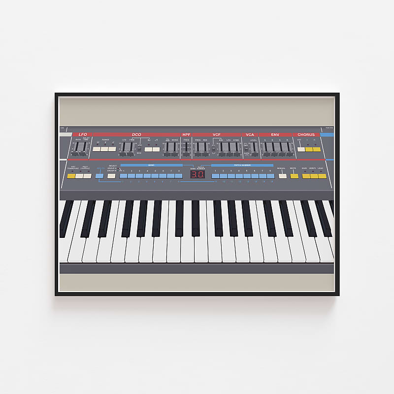 Synth Keyboard Print - Synthesizer Music Poster, Juno 106, | Reverb