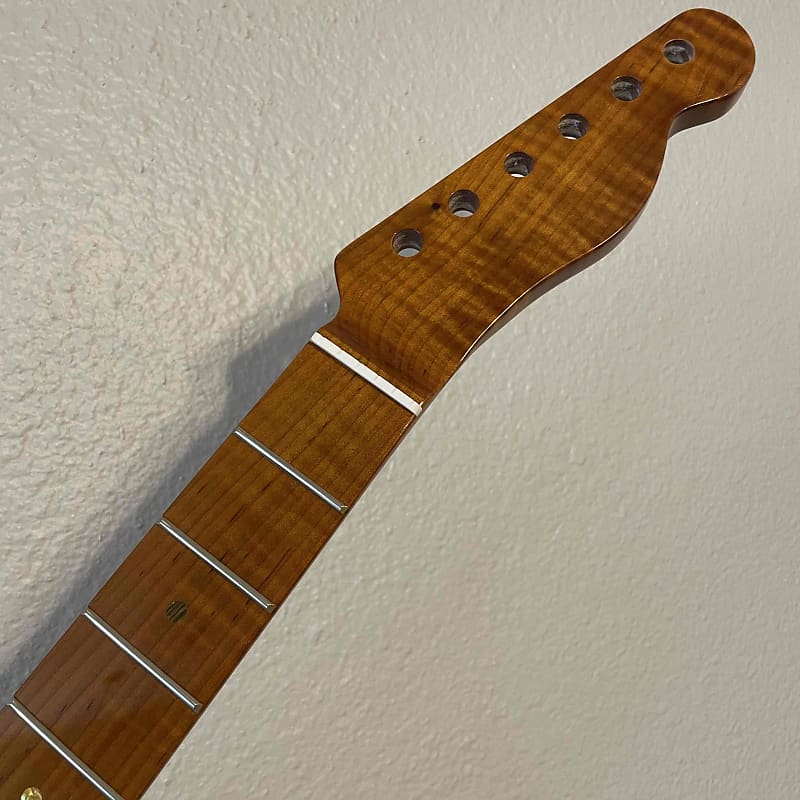 Roasted AA Flame Maple Tele Neck fits fender Telecaster body | Reverb