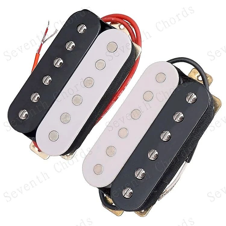 Zebra White Guitar Neck and Bridge Humbuckers Pickups Set | Reverb