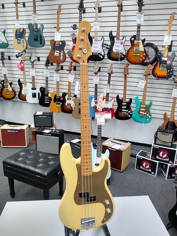 Squier 40th Anniversary P Bass - Cream/Gold | Reverb