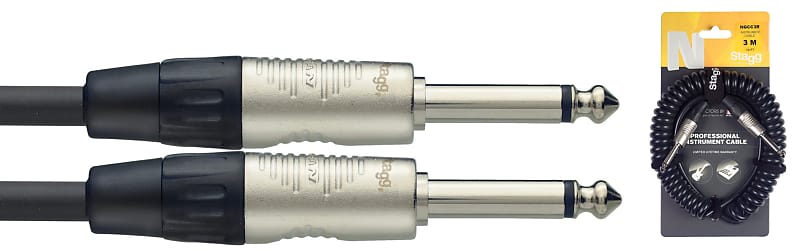 Stagg 3m/10ft Unbalanced Coiled Jack to Jack Instrument | Reverb UK