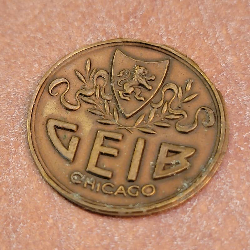 Vintage GEIB Guitar Instrument Case Badge Logo Chicago Brass | Reverb