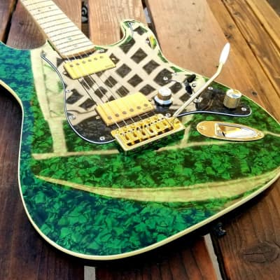 beautiful bound green pearl body . Hum Hum,Made for a Strat | Reverb