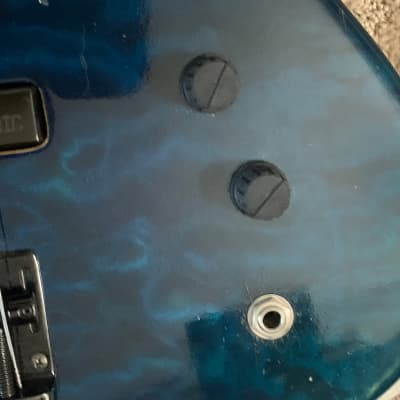 Warmoth blue flamed maple body black esp hardware , | Reverb France