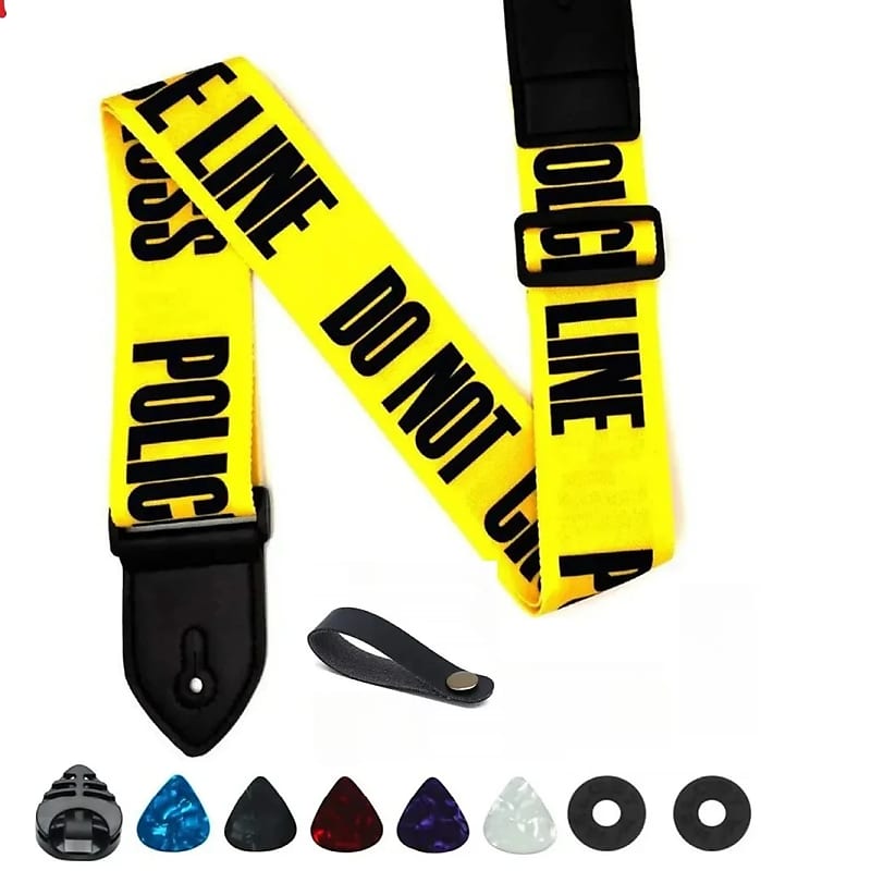 Yellow Guitar Strap for Electric Bass Guitar with Picks | Reverb