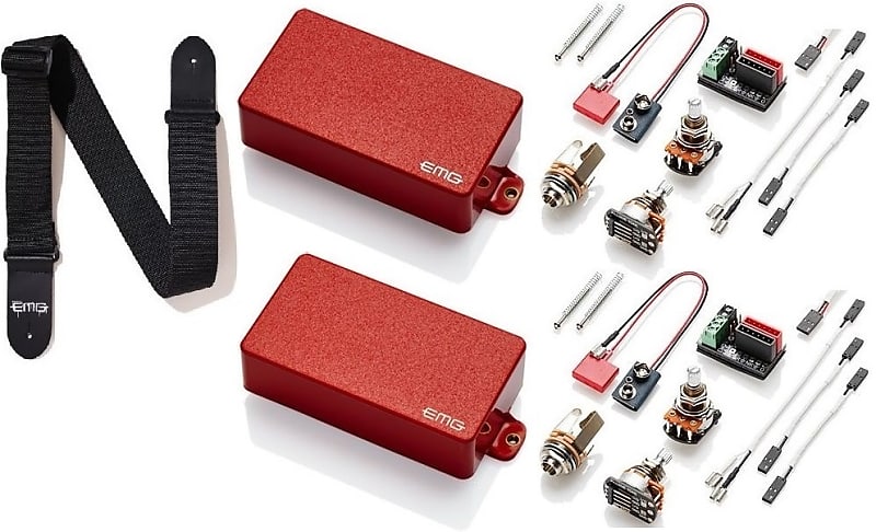 EMG 81 + 60 RED ACTIVE SOLDERLESS HUMBUCKER GUITAR PICKUP SET | Reverb