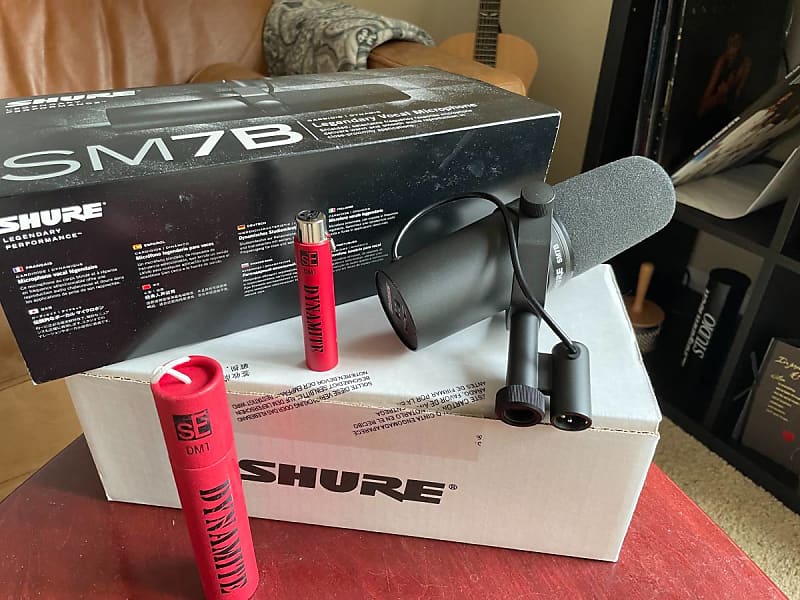 Shure SM7B dynamic microphone with sE DM1 Active Preamp | Reverb