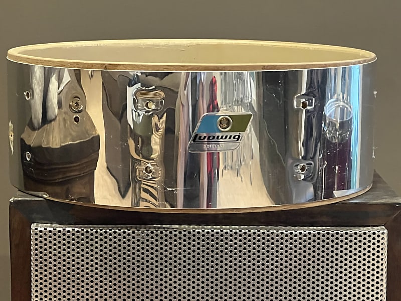 Ludwig Chrome wrap blue/olive badge 1980’s - Chrome | Reverb