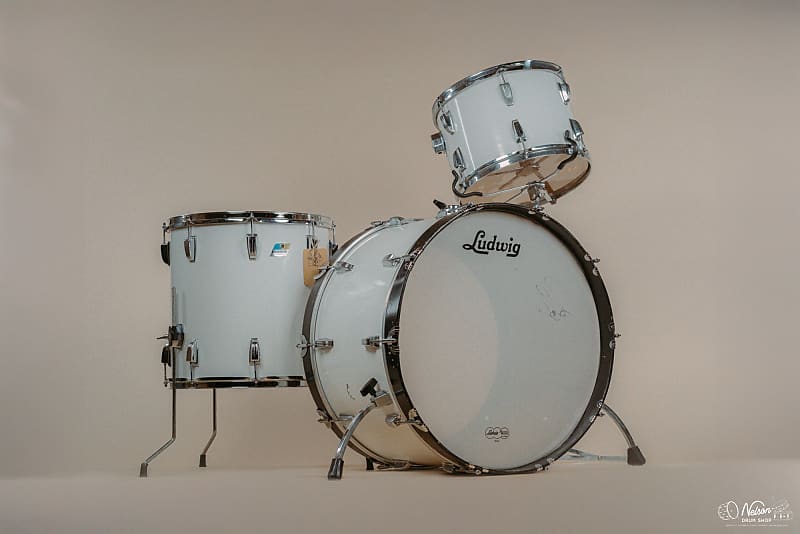 1970/80s Ludwig Kit in White Cortex - 14x24, 16x16, 10x14 | Reverb