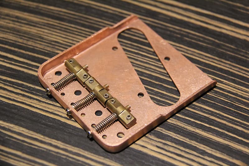 Hand Forged Solid Copper Cutaway Tele Bridge w/ Aged Brass | Reverb