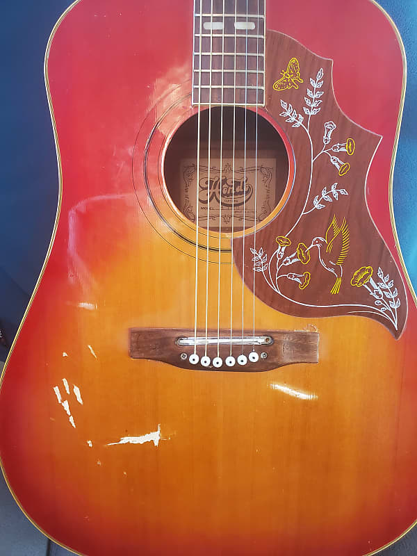 Hondo H-180 “Hummingbird” Dreadnought Acoustic Guitar - 1970s | Reverb