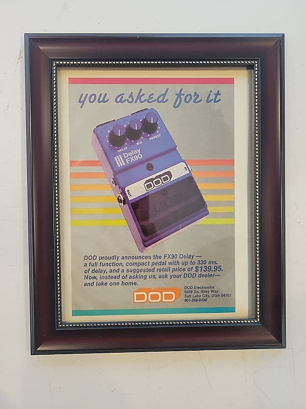 1984 DOD Pedals Color Promotional Ad Framed DOD Delay FX90 | Reverb