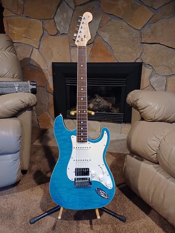 Custom Strat Build - Bound Neck & Body Aqua Quilt Maple | Reverb