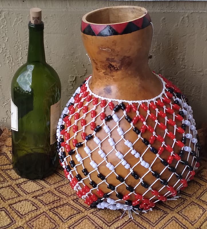 West African-style gourd rattle (Yoruba sekere/shekere) | Reverb