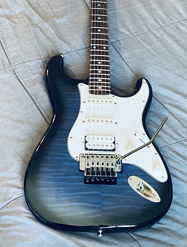 Fender MIJ Foto Flame Floyd Rose Squire Stratocaster 1994 - | Reverb