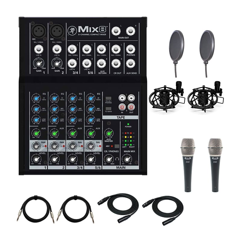 Mackie Mix8 8-Channel Compact Mixer Bundle with Dynamic | Reverb