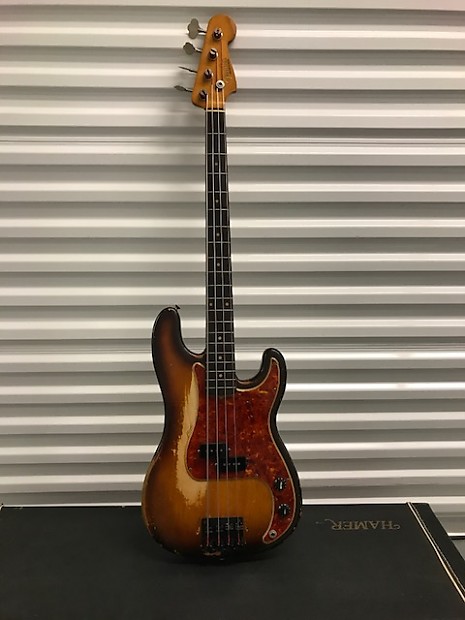 Fender Precision Bass "Sunburst" w/ tortoise pickguard | Reverb