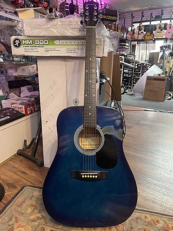 Johnson Blue Acoustic Guitar | Reverb