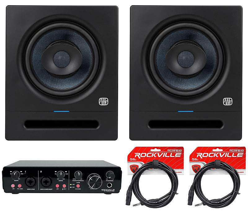 (2) Presonus Eris Pro 8 Powered 8" Studio Monitors Speakers + | Reverb