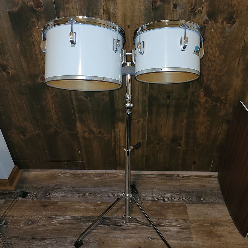 Vintage 70s Ludwig 6.5x10 & 8x12 White Cortex Concert Toms | Reverb
