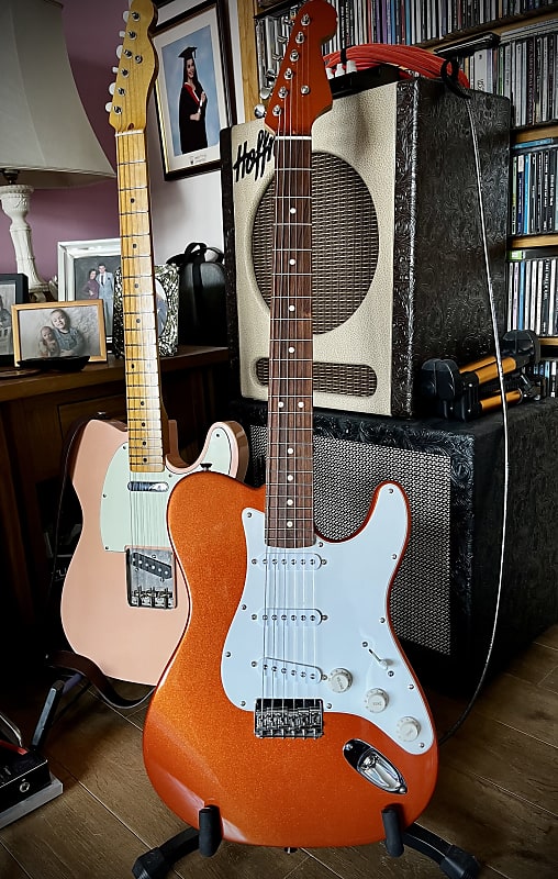 Warmoth Strat-Tele Hybrid 2016 Tangerine Sparkle | Reverb UK