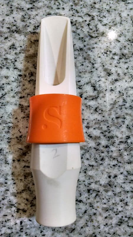 Syos Custom # 7 Bone white baritone sax w/Ligature mouthpiece | Reverb