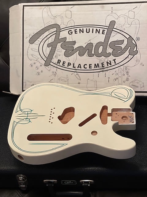 Fender Telecaster Body NEW - Cream and multi green pinstripes | Reverb