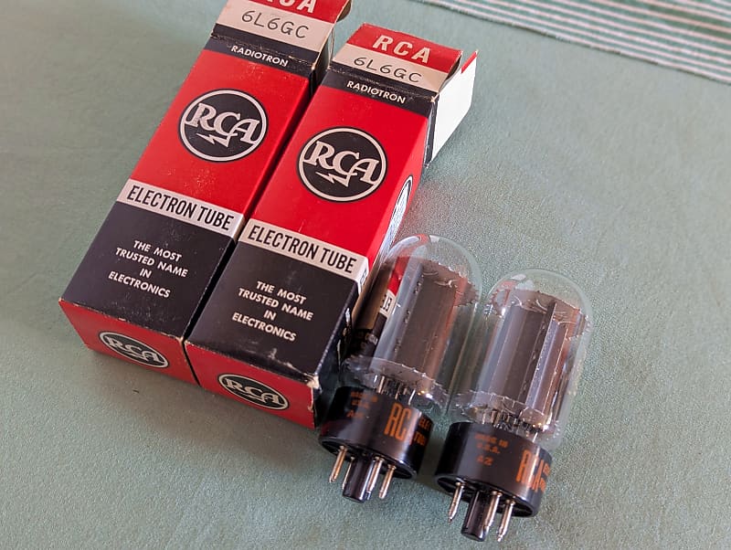 2 RCA 6L6GC real NOS Made in USA black plate vintage | Reverb