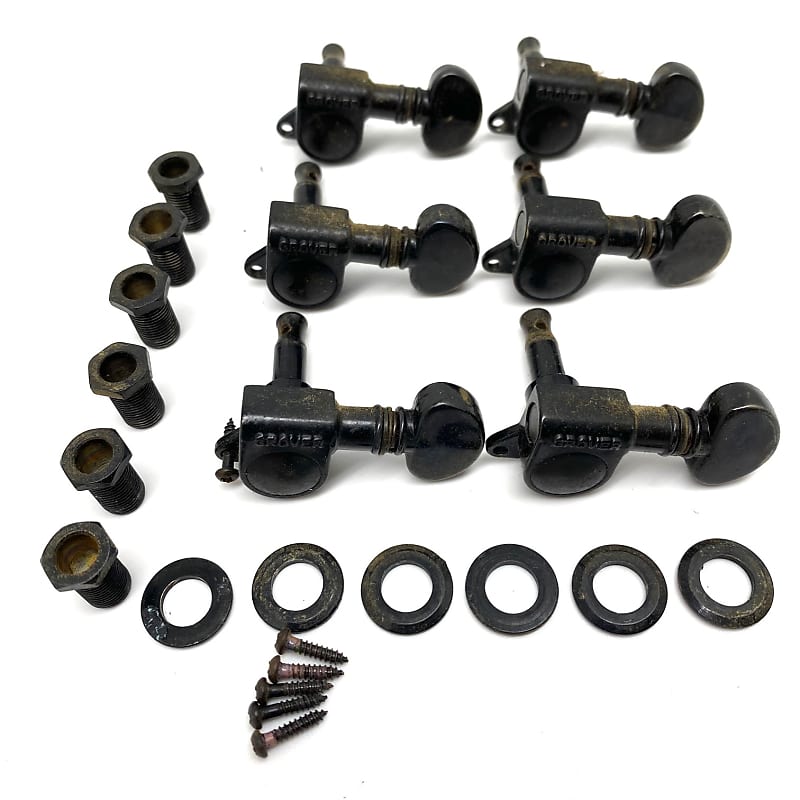 Grover Mini 6 In Line Machine Heads - Black - Tuning Keys | Reverb
