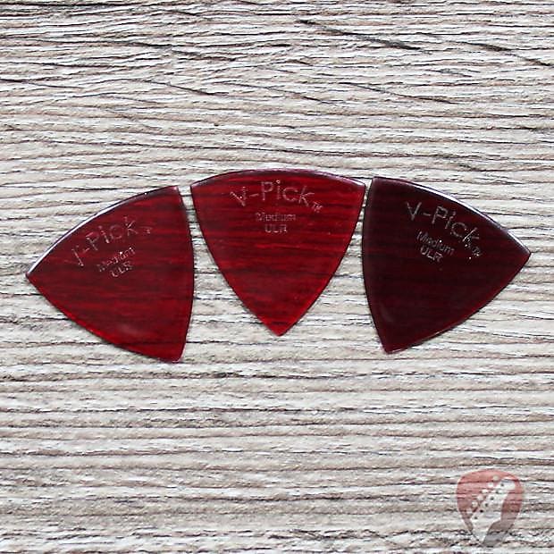 V-Picks Ruby Red Medium Ultra Lite Pointed .80mm 3-Pack | Reverb