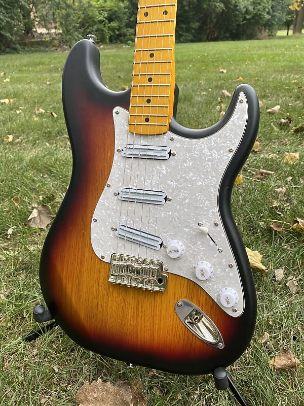 Custom Stratocaster Satin Sunburst Tele Neck HHH Corgan Strat | Reverb